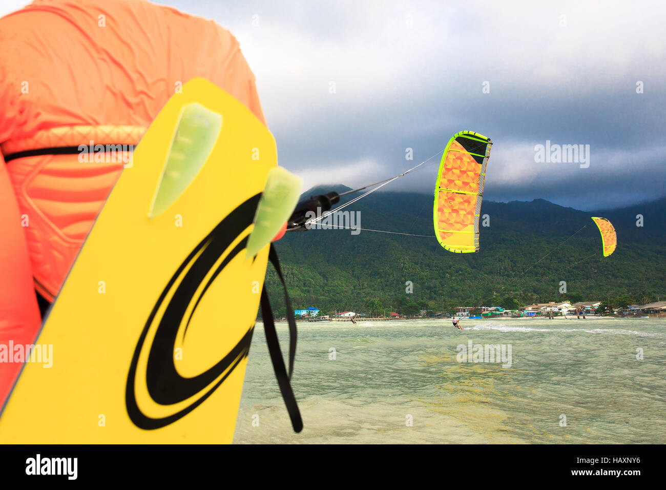 Kite Boarding, Fun in the ocean, Extreme Sport. Stock image Stock Photo ...