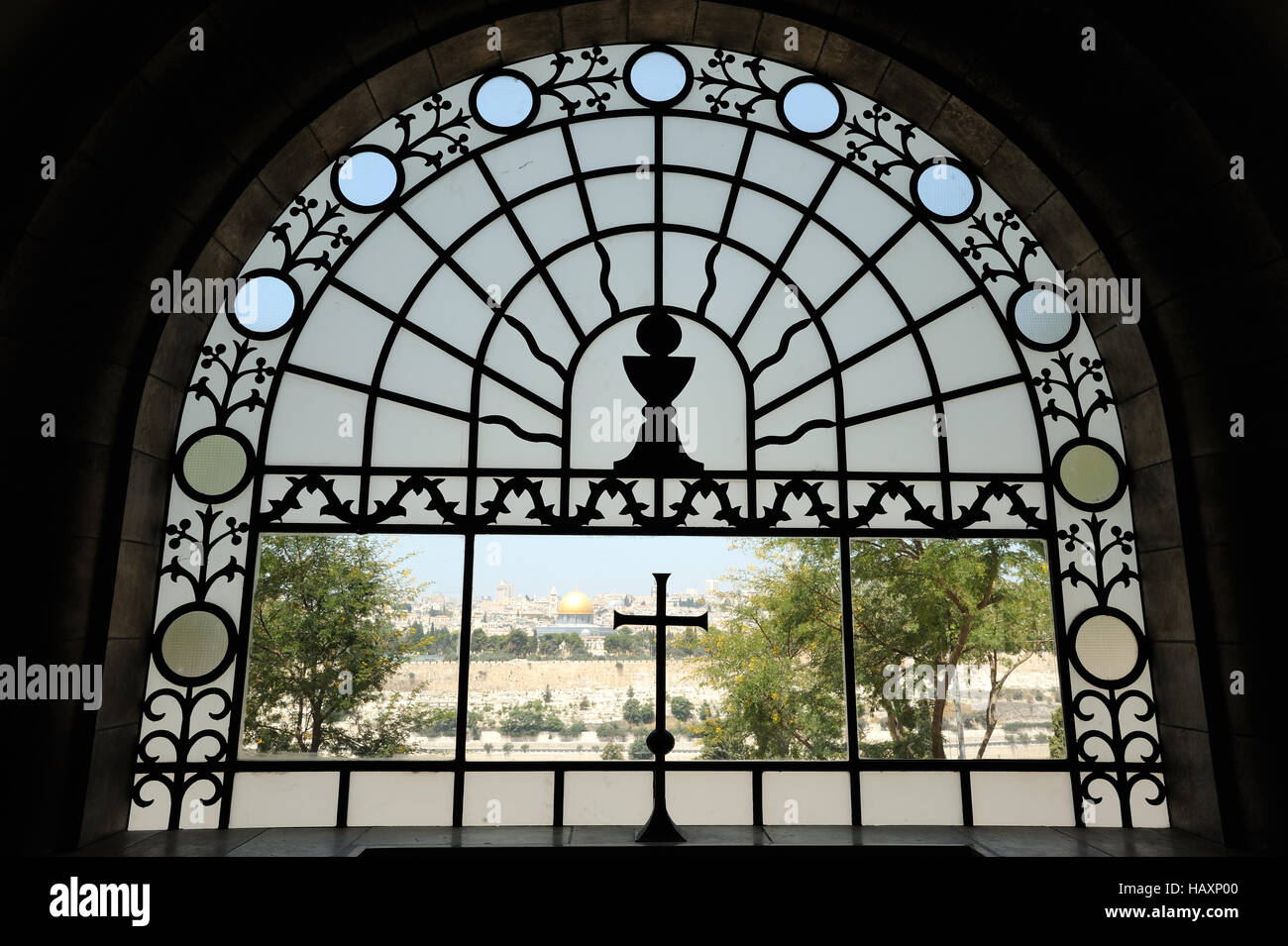 Dominus Flevit, view through the window of the church Stock Photo - Alamy