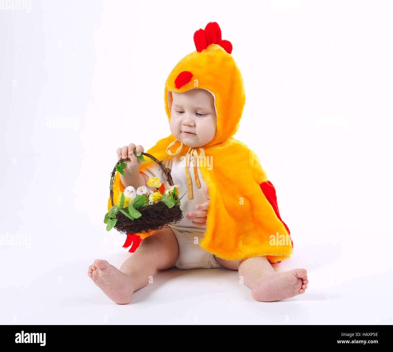 little funny boy in chicken costume Stock Photo - Alamy