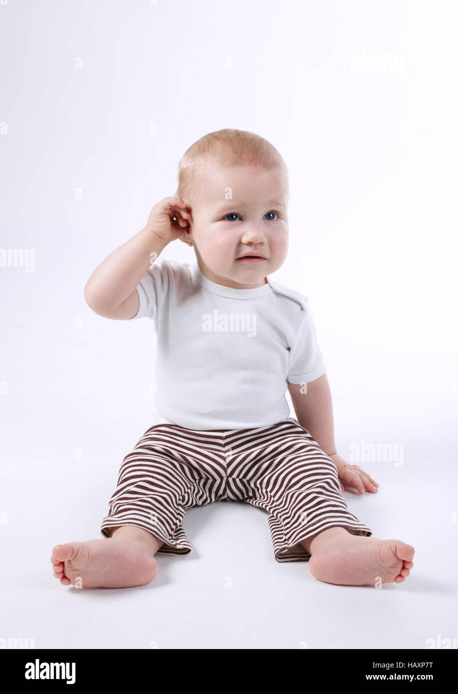 cute little boy on white background Stock Photo - Alamy