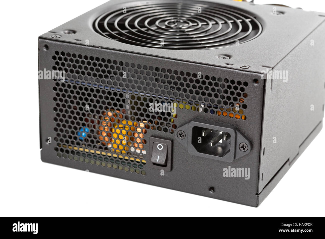 the power supply for the computer isolated on white background Stock ...