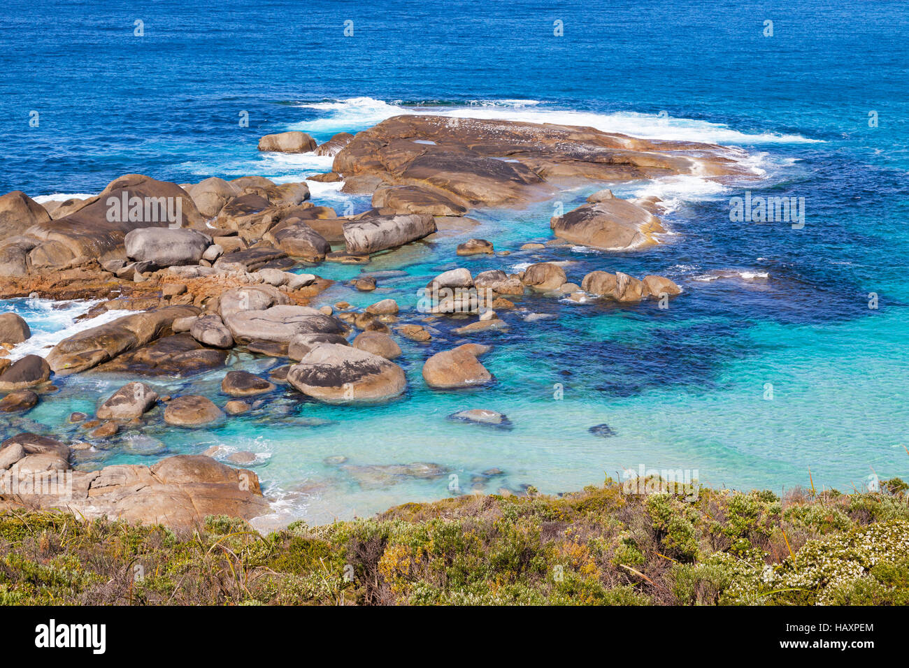 An outcrop of rocks near Lowlands Beach, between the towns of Albany ...