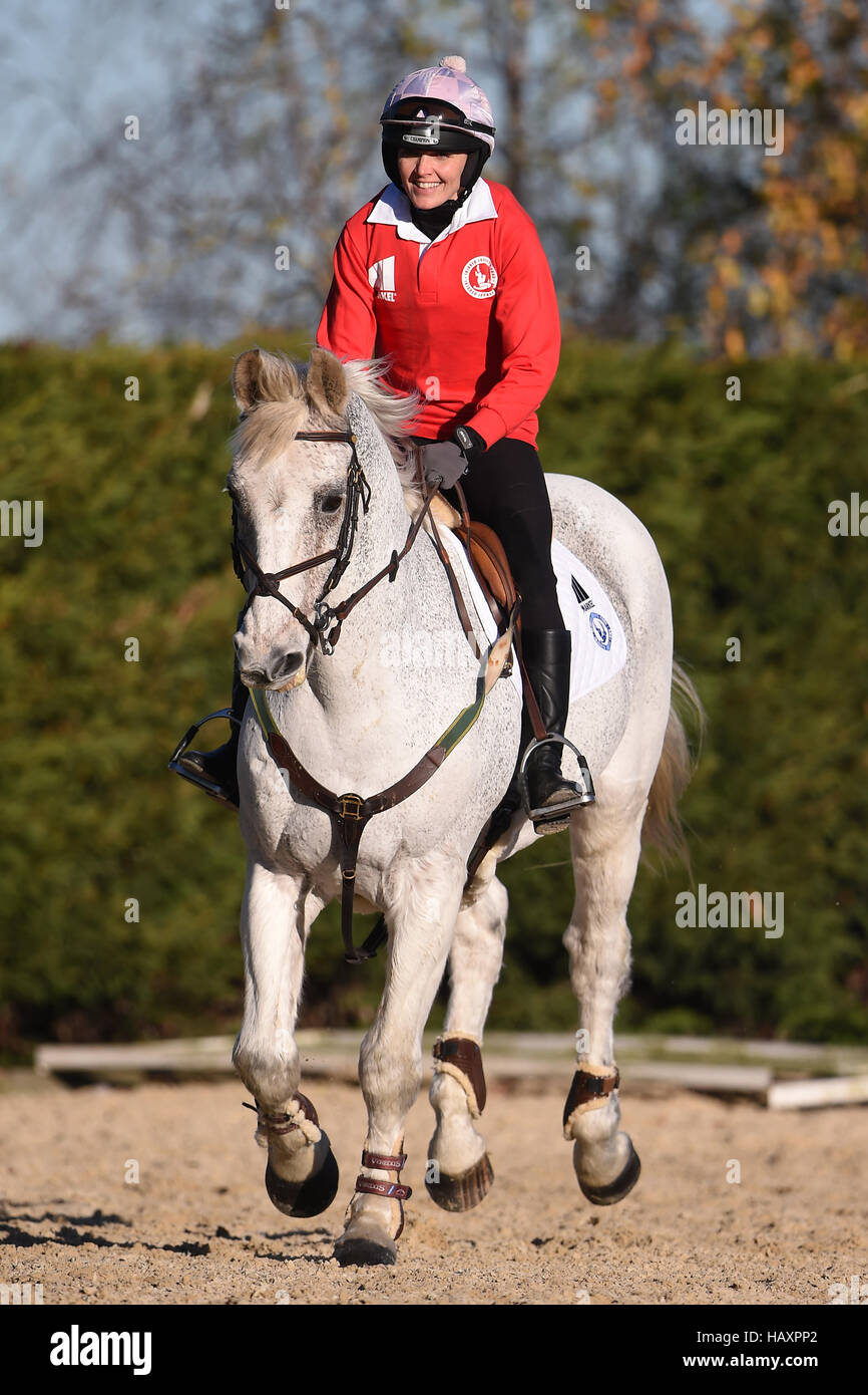 Victoria Pendleton during a lesson in showjumping with Olympic gold ...