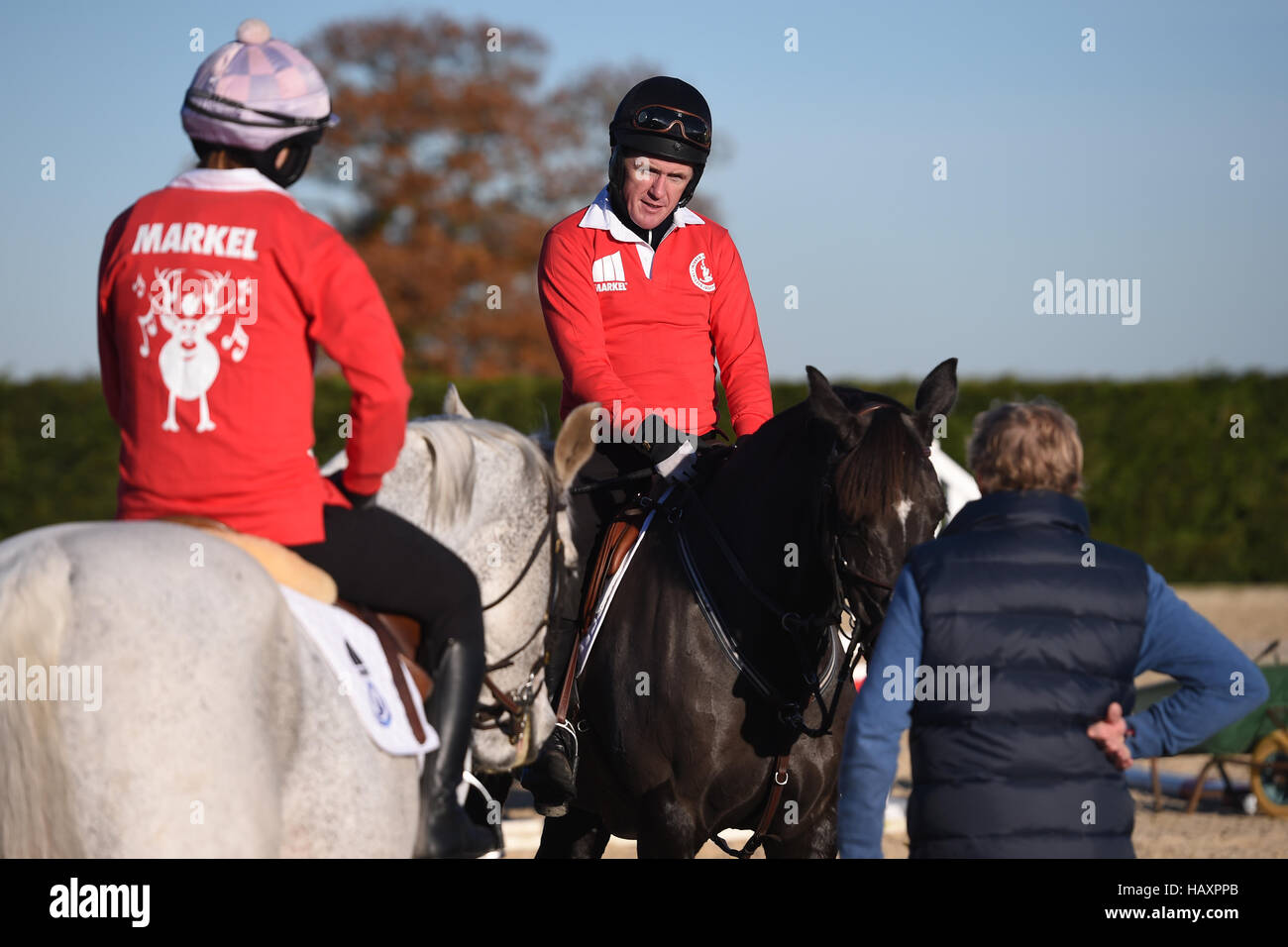 AP McCoy during a lesson in showjumping with Olympic gold medallist ...