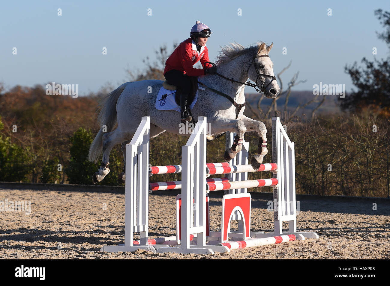 Victoria Pendleton during a lesson in showjumping with Olympic gold ...