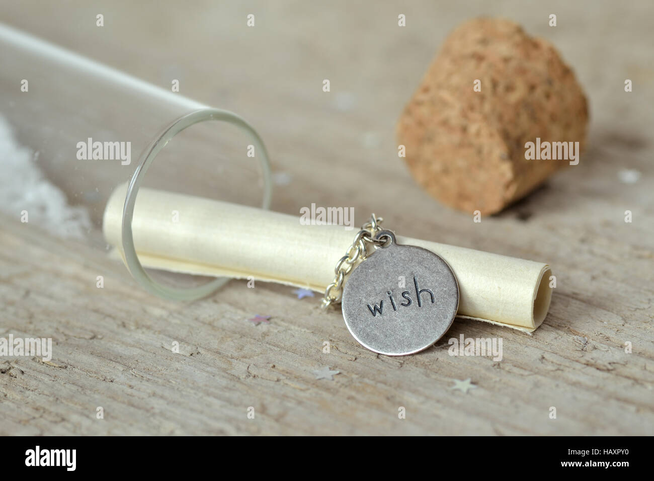 Wish message in a bottle Stock Photo - Alamy