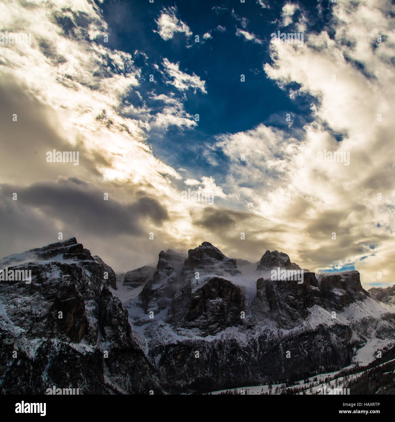 winter in the italian alps, with the ski slope full of snow Stock Photo ...