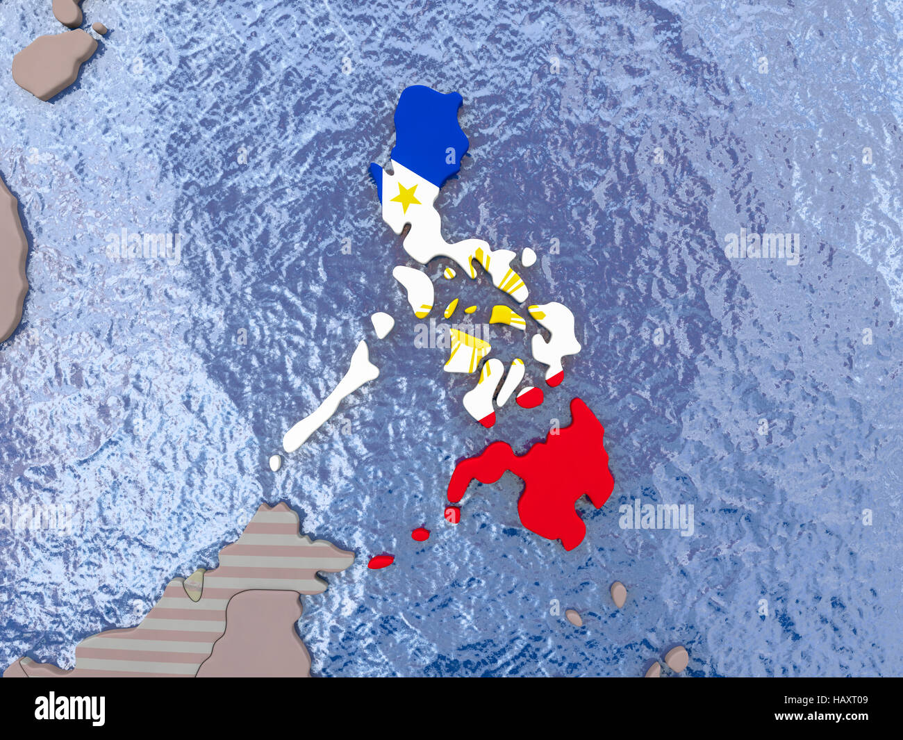 Map of Philippines with national flag on political globe with realistic ...