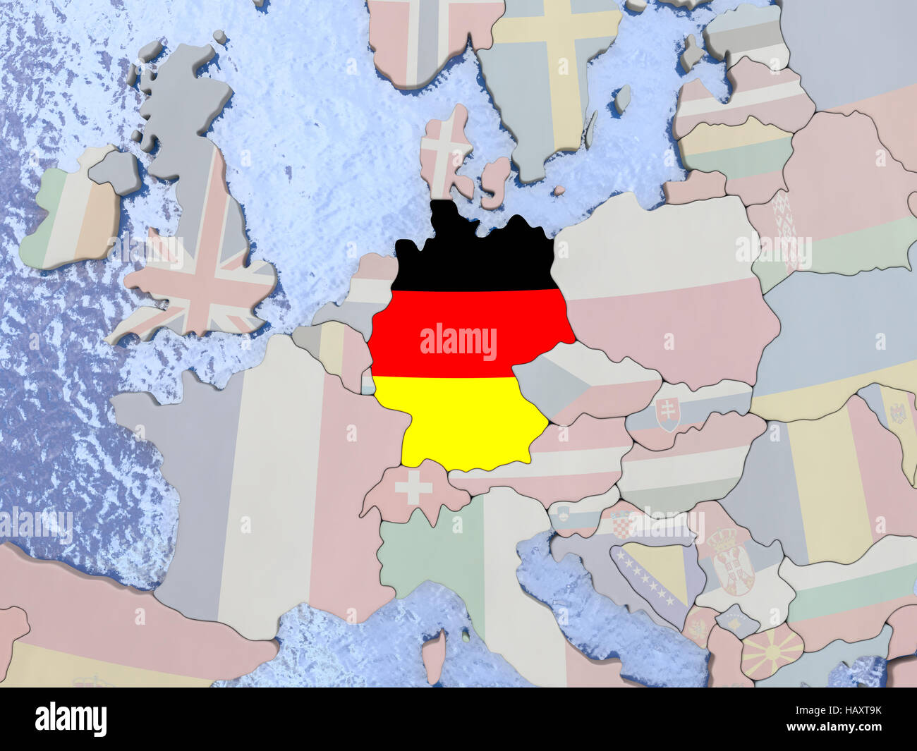 Map of Germany with national flag on political globe with realistic ...