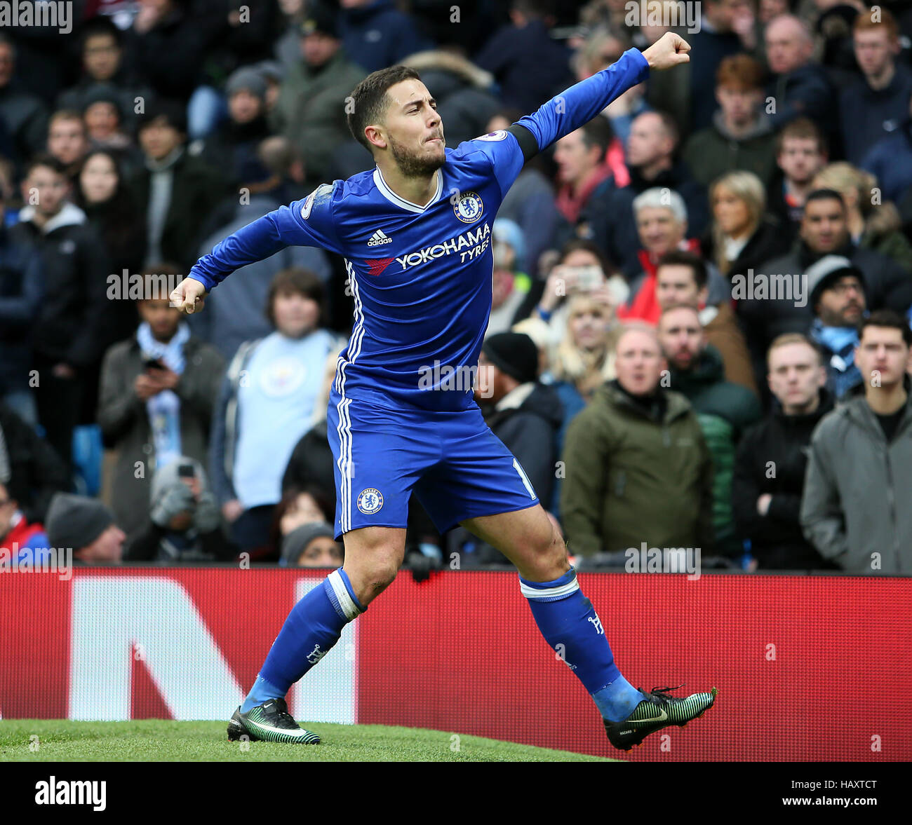 Chelsea's Eden Hazard celebrates scoring his side's third goal of the ...