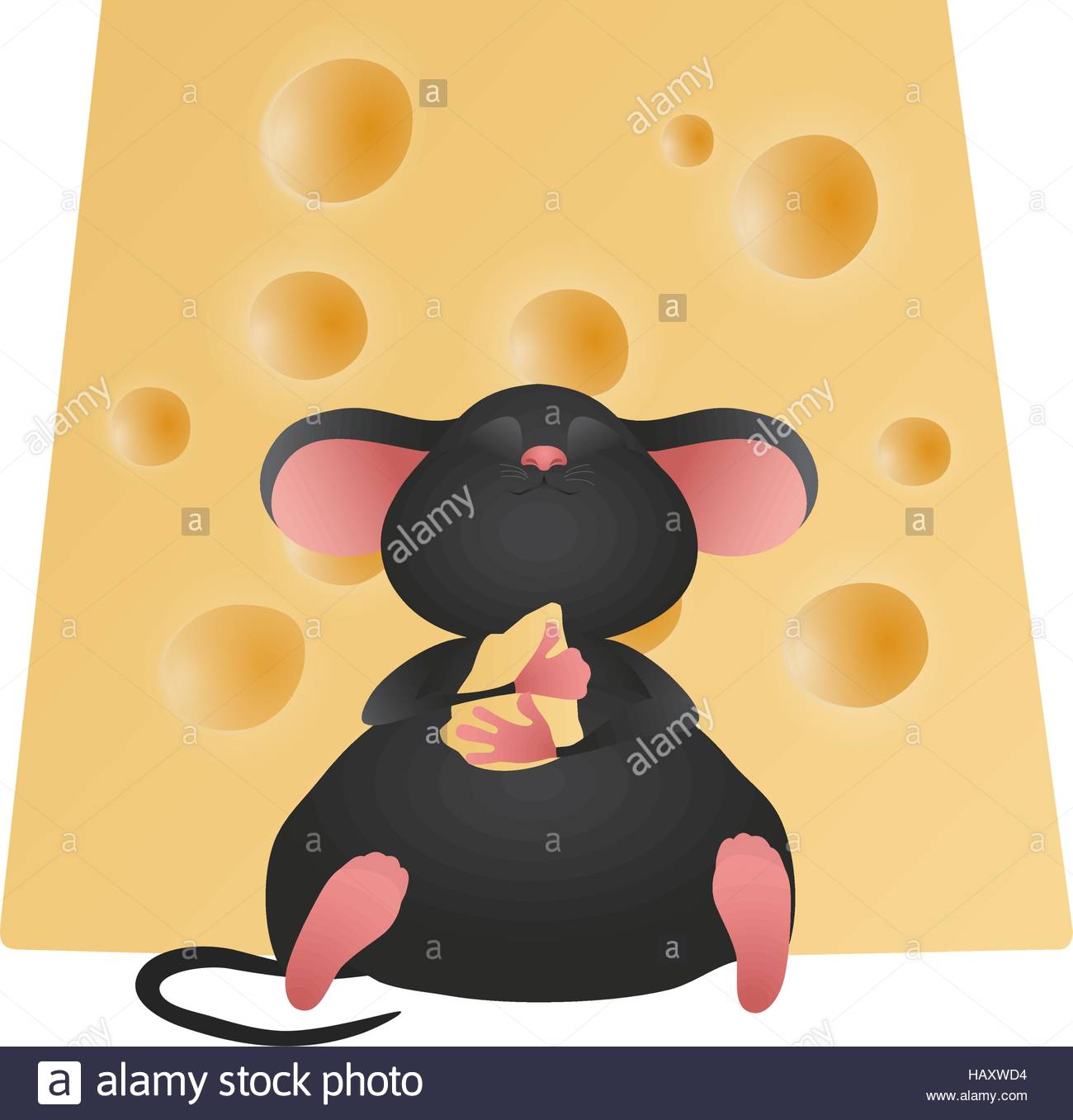 Cartoon Illustration Mouse Eat Cheese Stock Photos & Cartoon ...