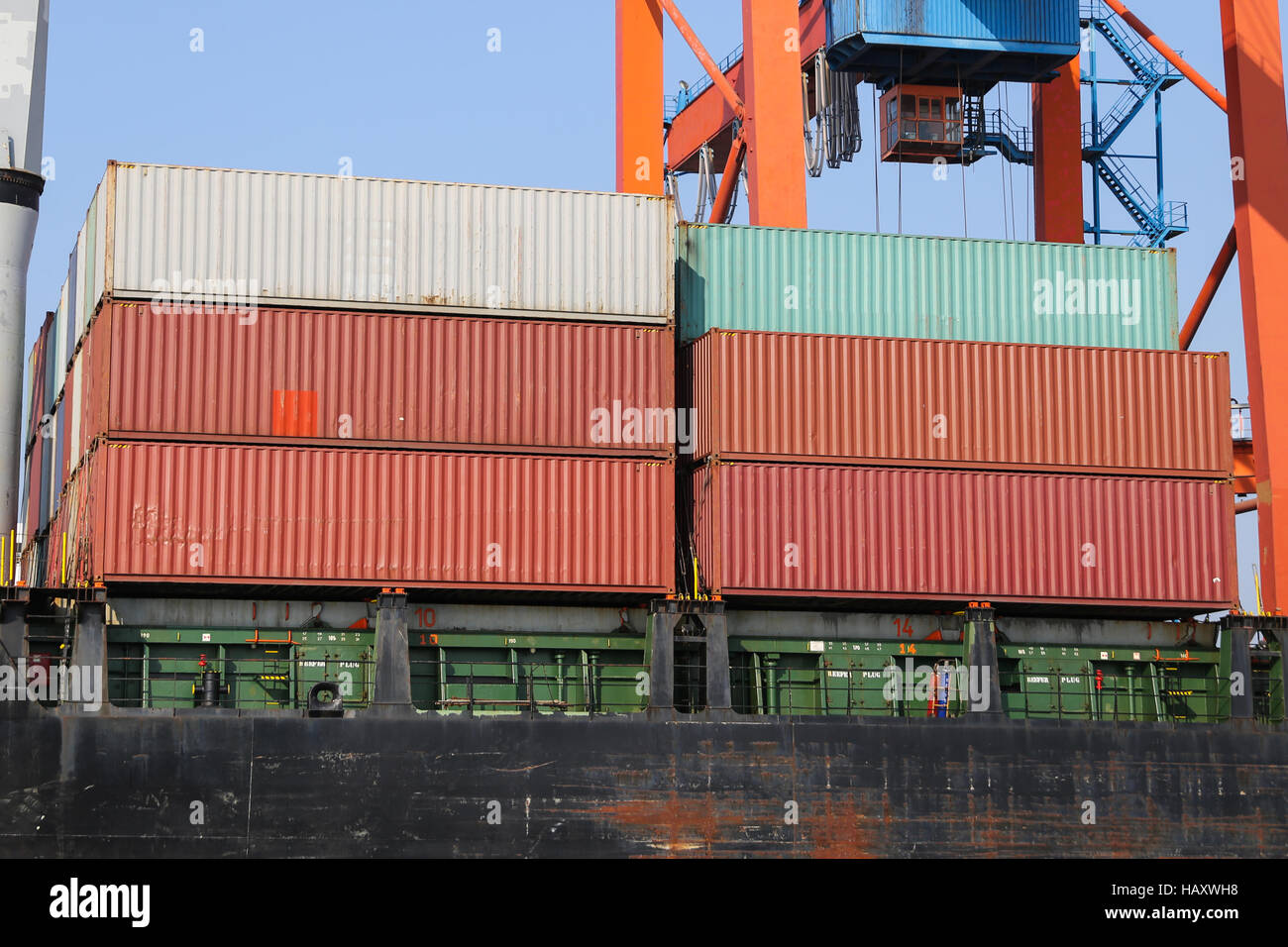 Container Ship is loading in a port Stock Photo - Alamy