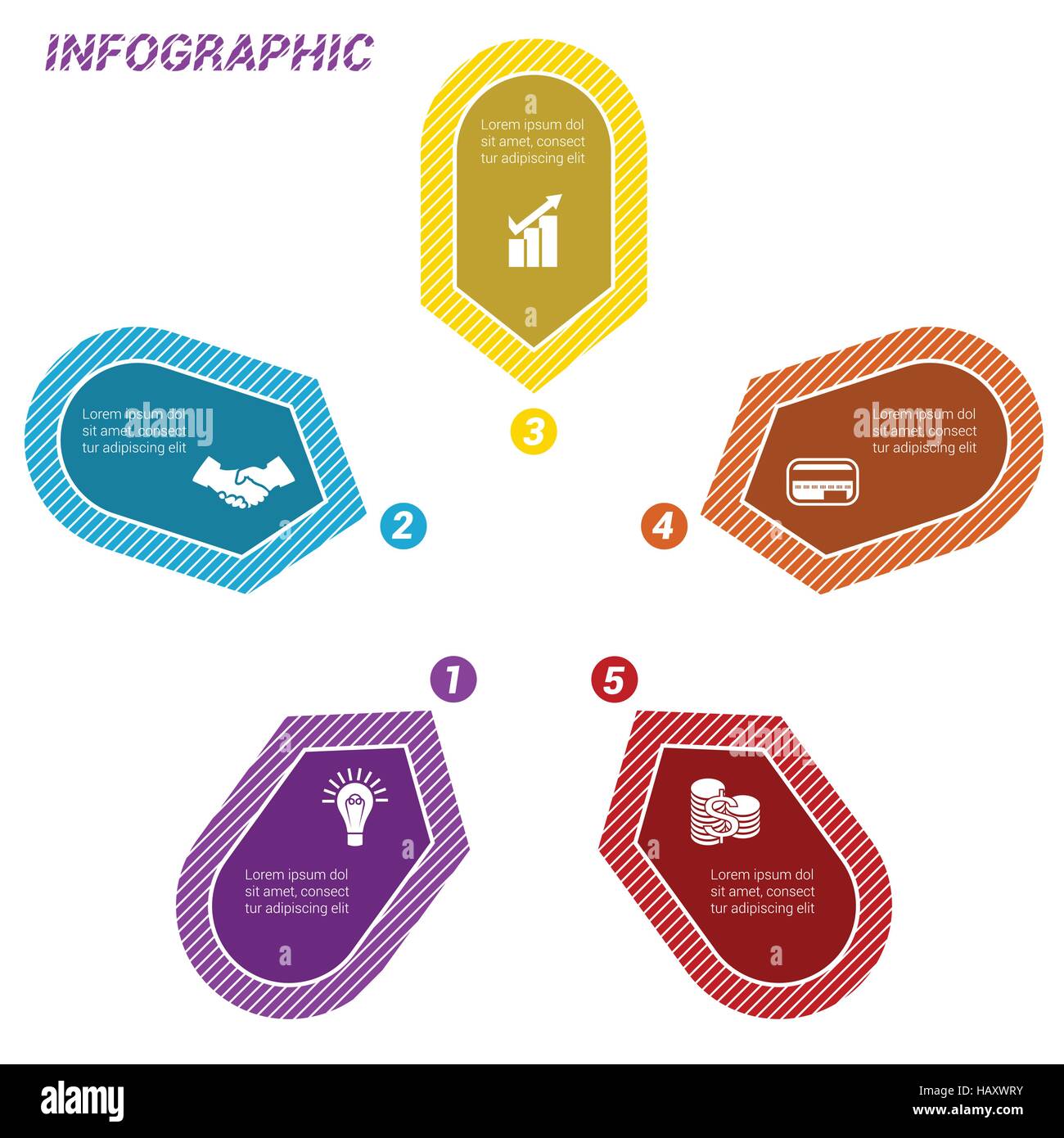 Pointing inside the circle template for infographic numbered five ...