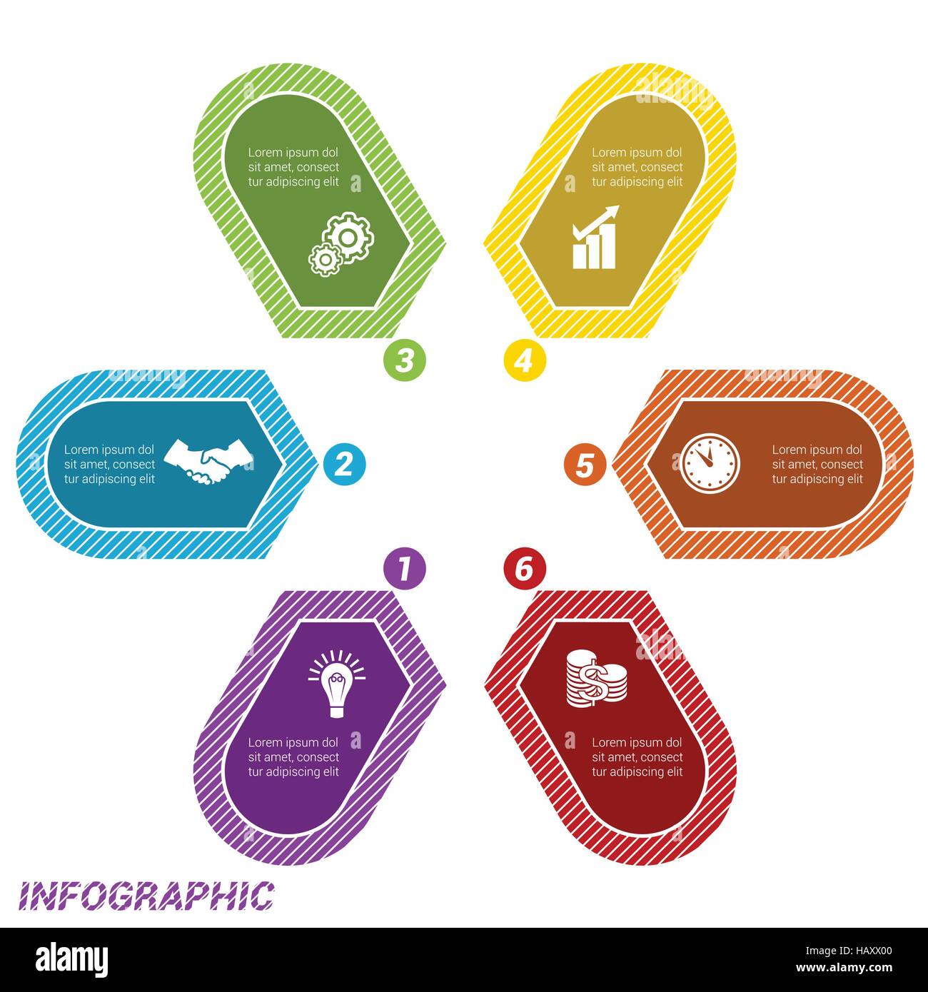Pointing inside the circle template for infographic numbered six ...