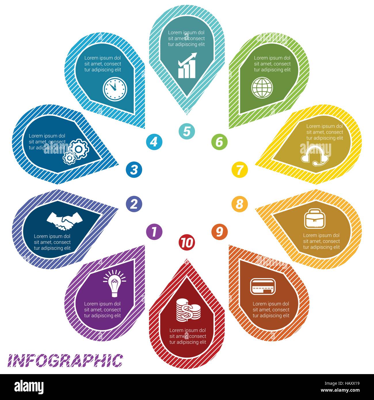Pointing inside the circle template for infographic numbered ten ...