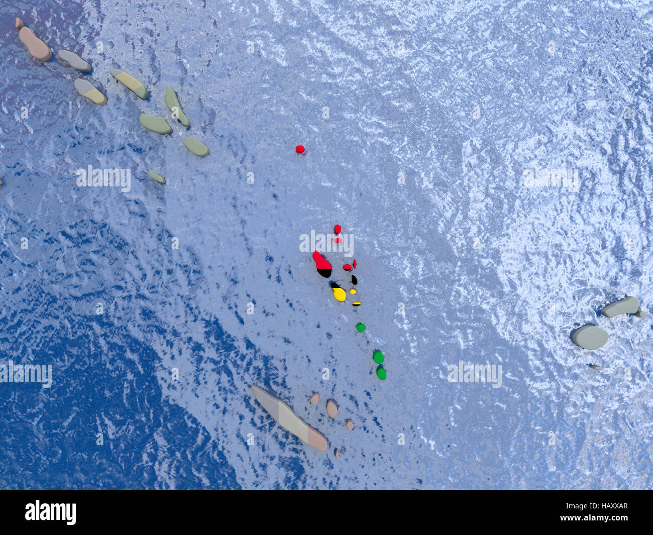 Map of Vanuatu with national flag on political globe with realistic ...