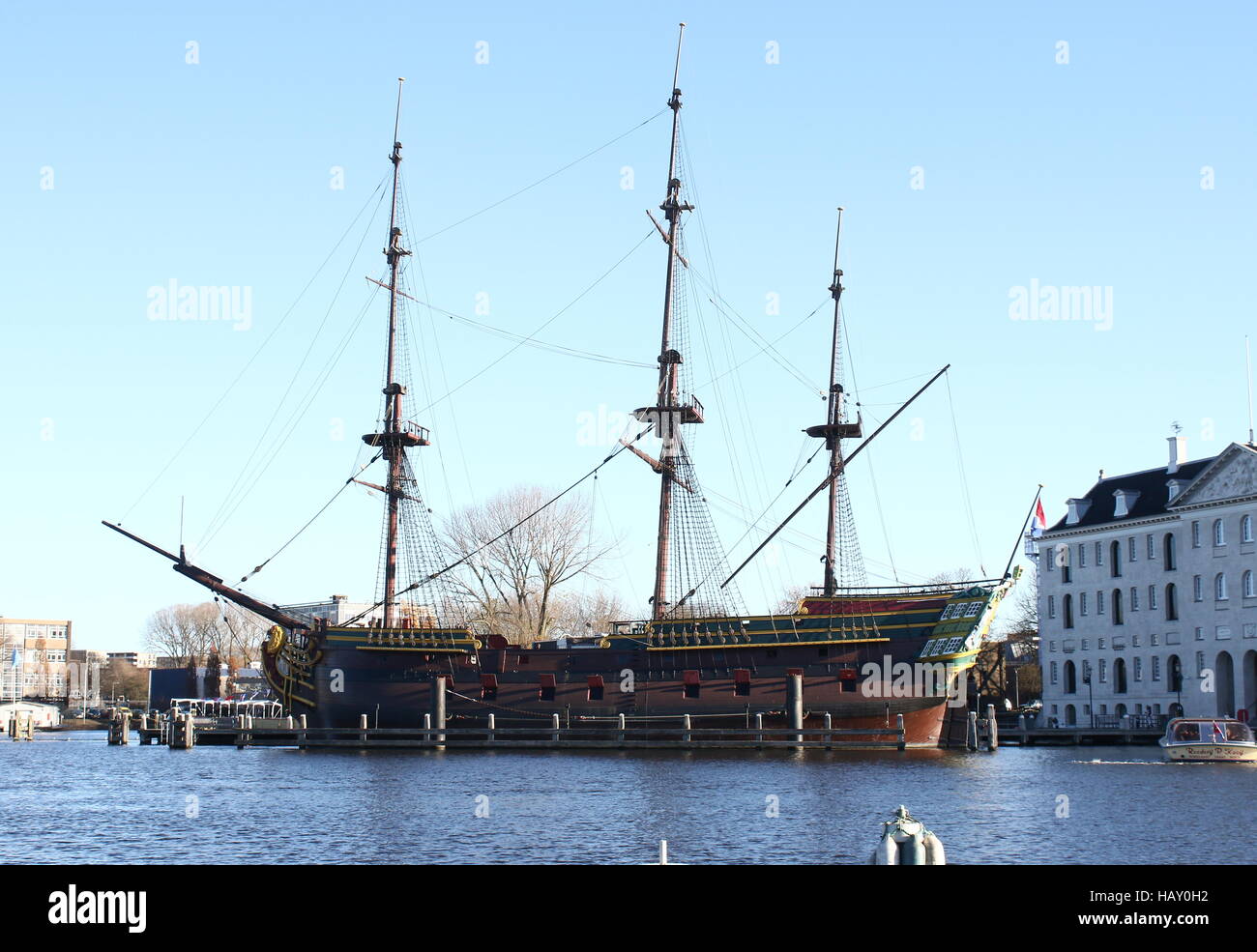 Replica VOC-ship Amsterdam moored in front of Dutch National Maritime ...