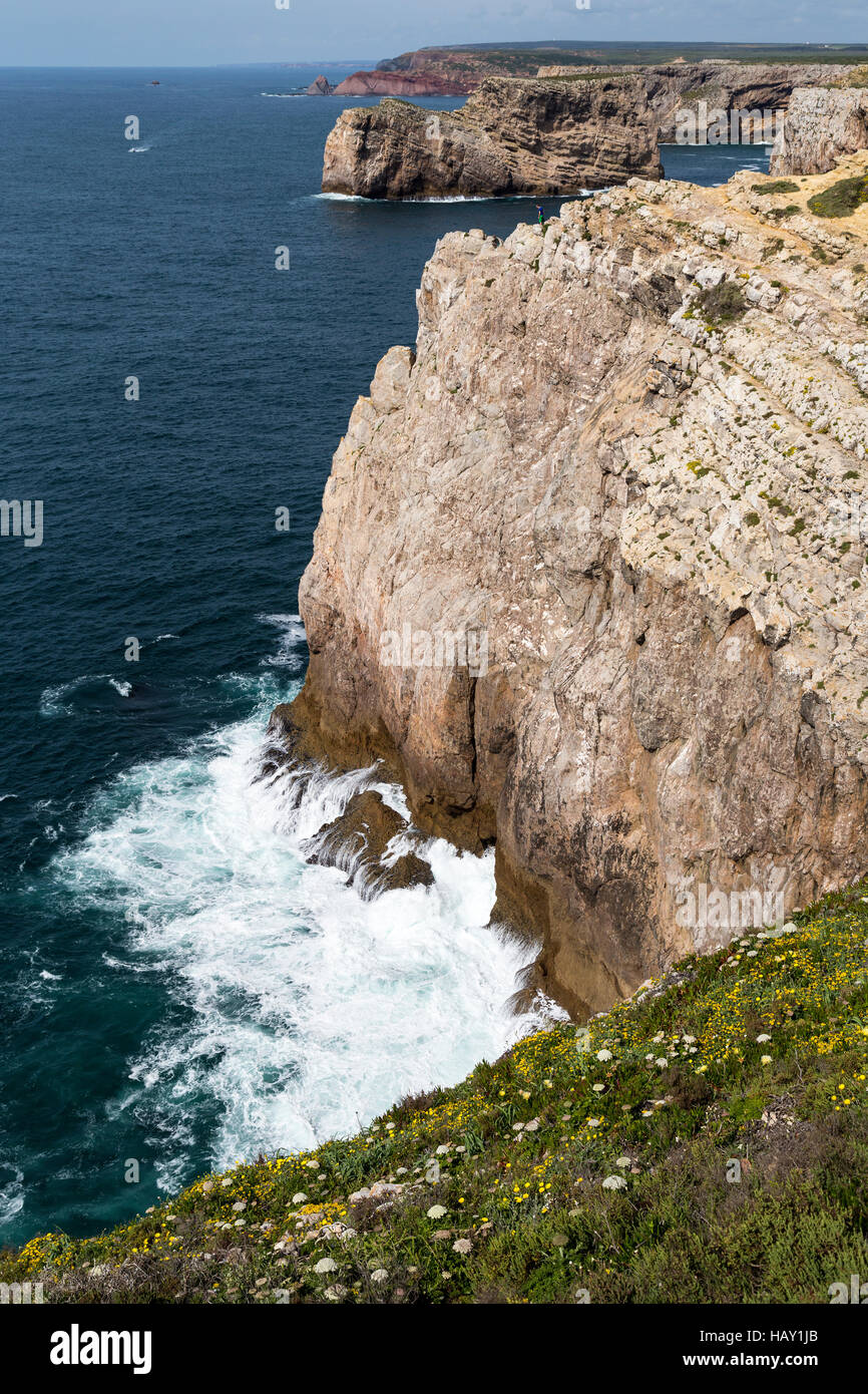 Coast at Cabo de Sao Vicente, Cape St Vincent, Algarve, Portugal Stock ...