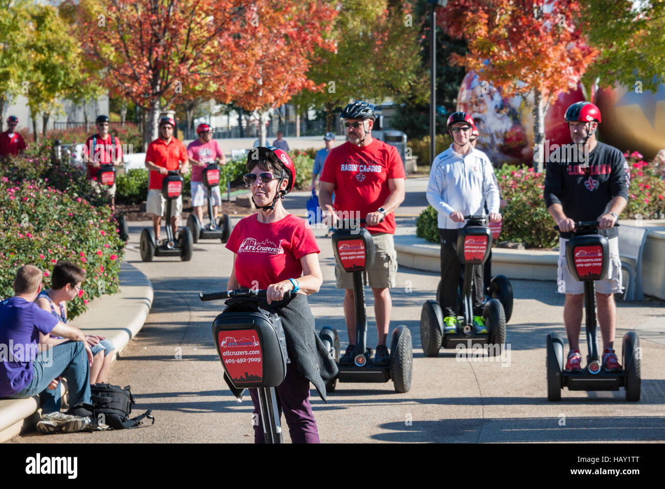 Segway tour group at Pemberton Place along Centennial Olympic Park in ...