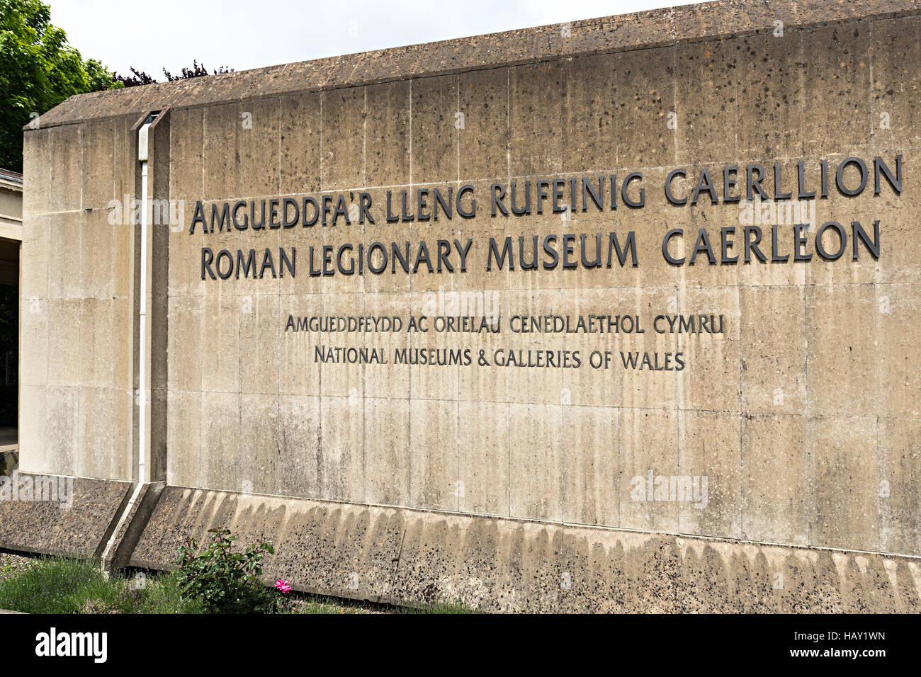 Entrance sign for the Roman Legionary Museum, Caerleon, Wales, UK Stock ...