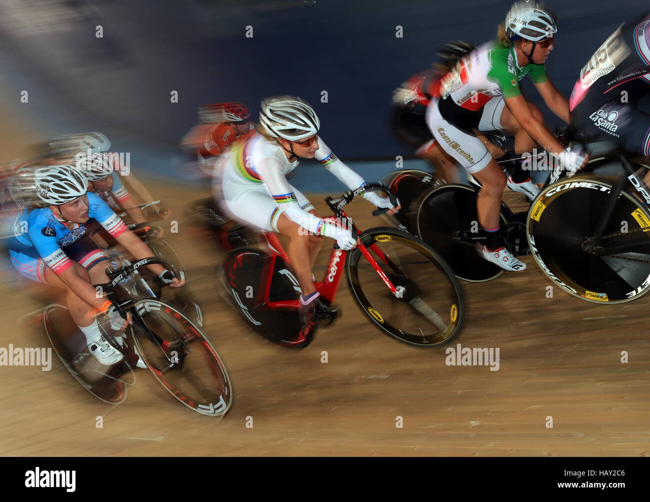 Laura Kenny in the Women's Elite Omnium Points Race during round two of ...
