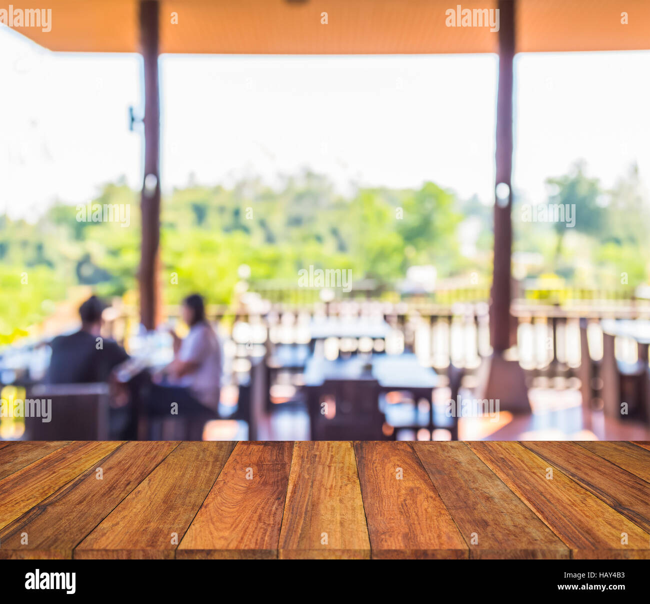 old wood texture with blur restaurant background Stock Photo - Alamy