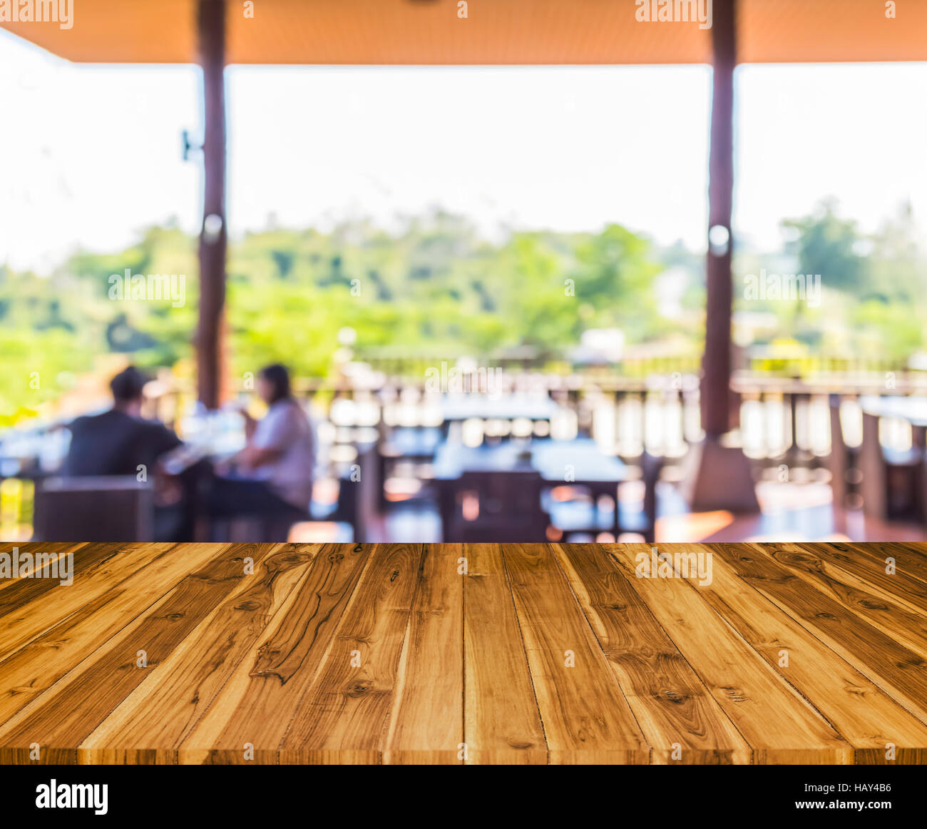 old wood texture with blur restaurant background Stock Photo - Alamy