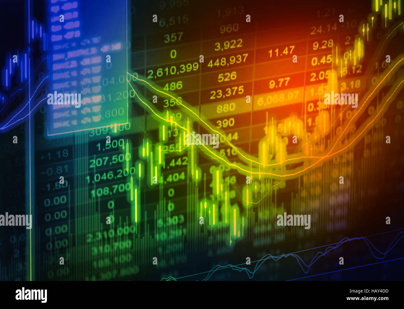 Financial data on a monitor,Stock market data on LED display concept ...