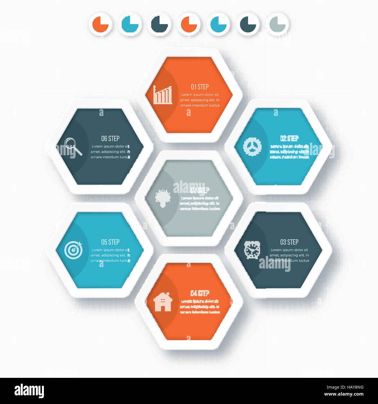 Vector illustration infographics seven hexagons Stock Vector Image ...