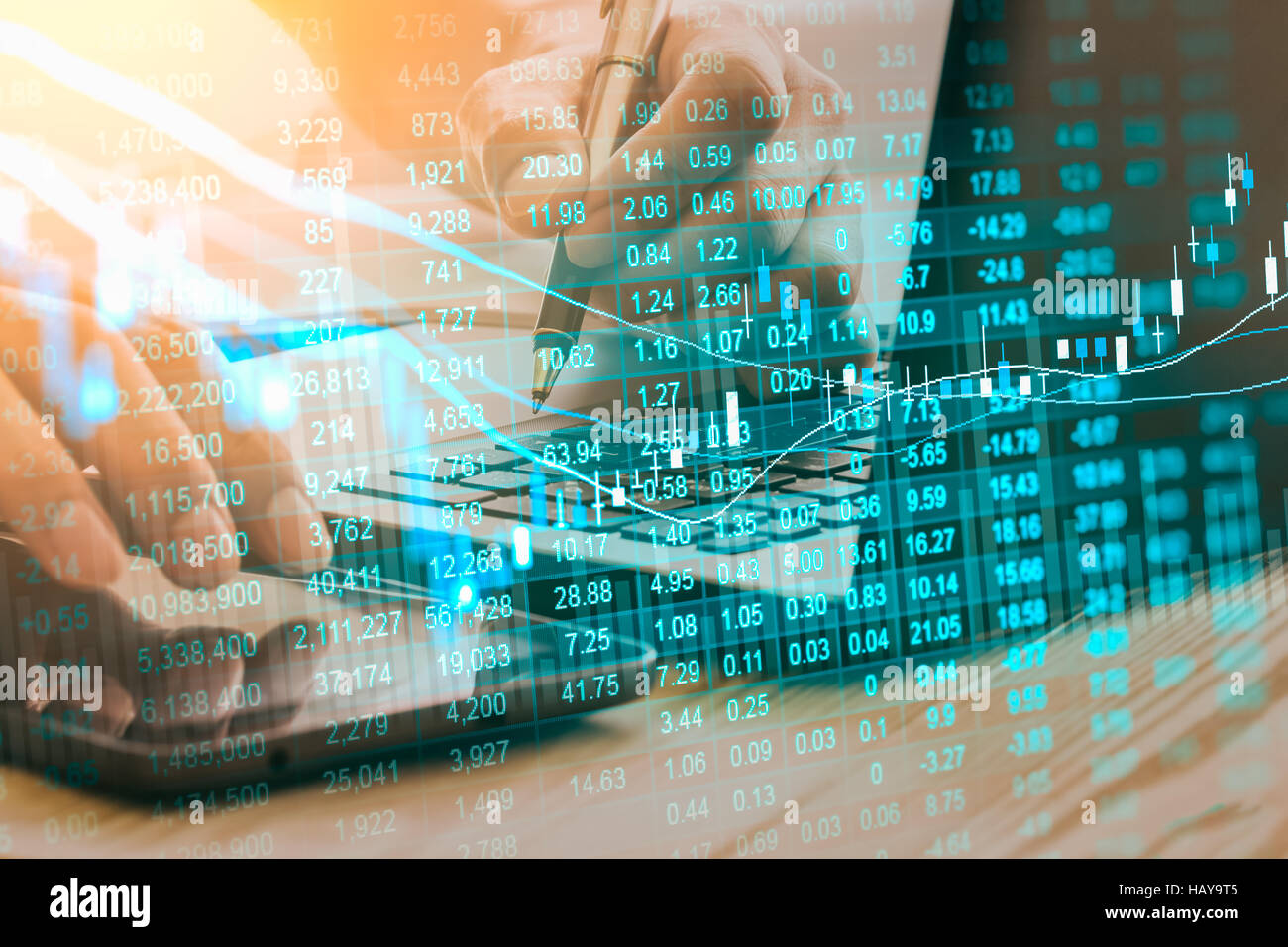 Graph of stock market data and financial with stock analysis indicator ...