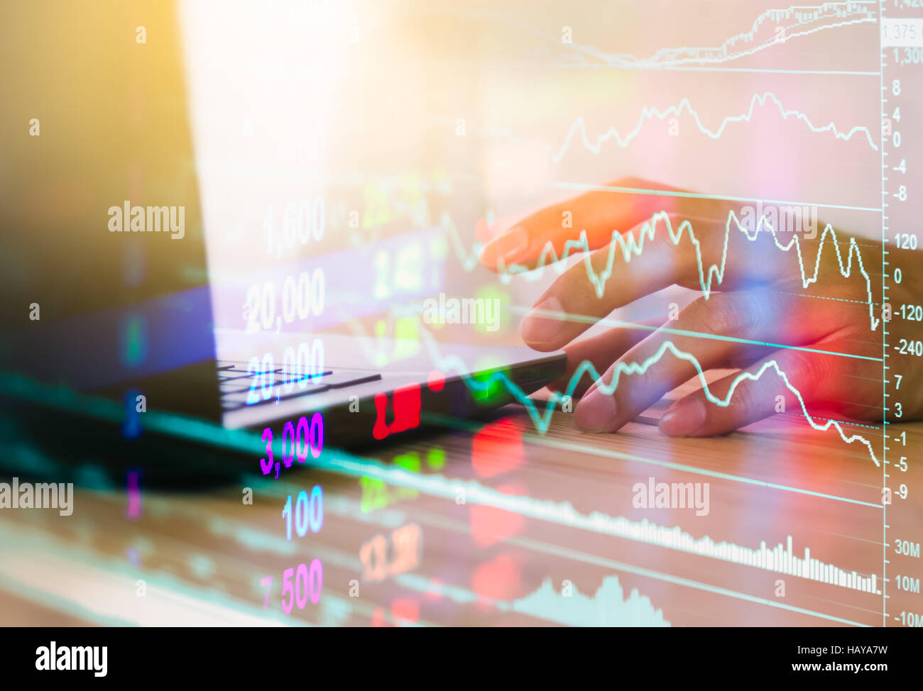 Graph of stock market data and financial with stock analysis indicator ...