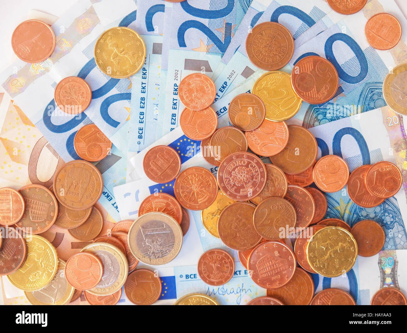 Euros coins and notes Stock Photo - Alamy