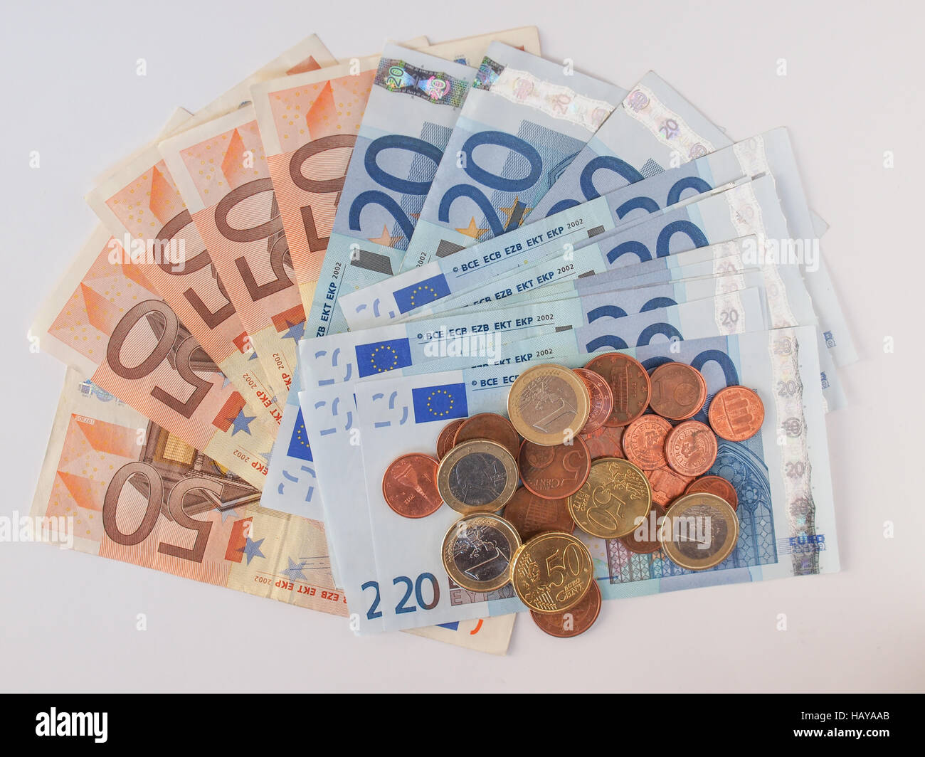 Euros coins and notes Stock Photo - Alamy