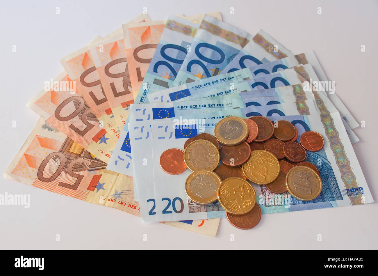 Euros coins and notes Stock Photo - Alamy
