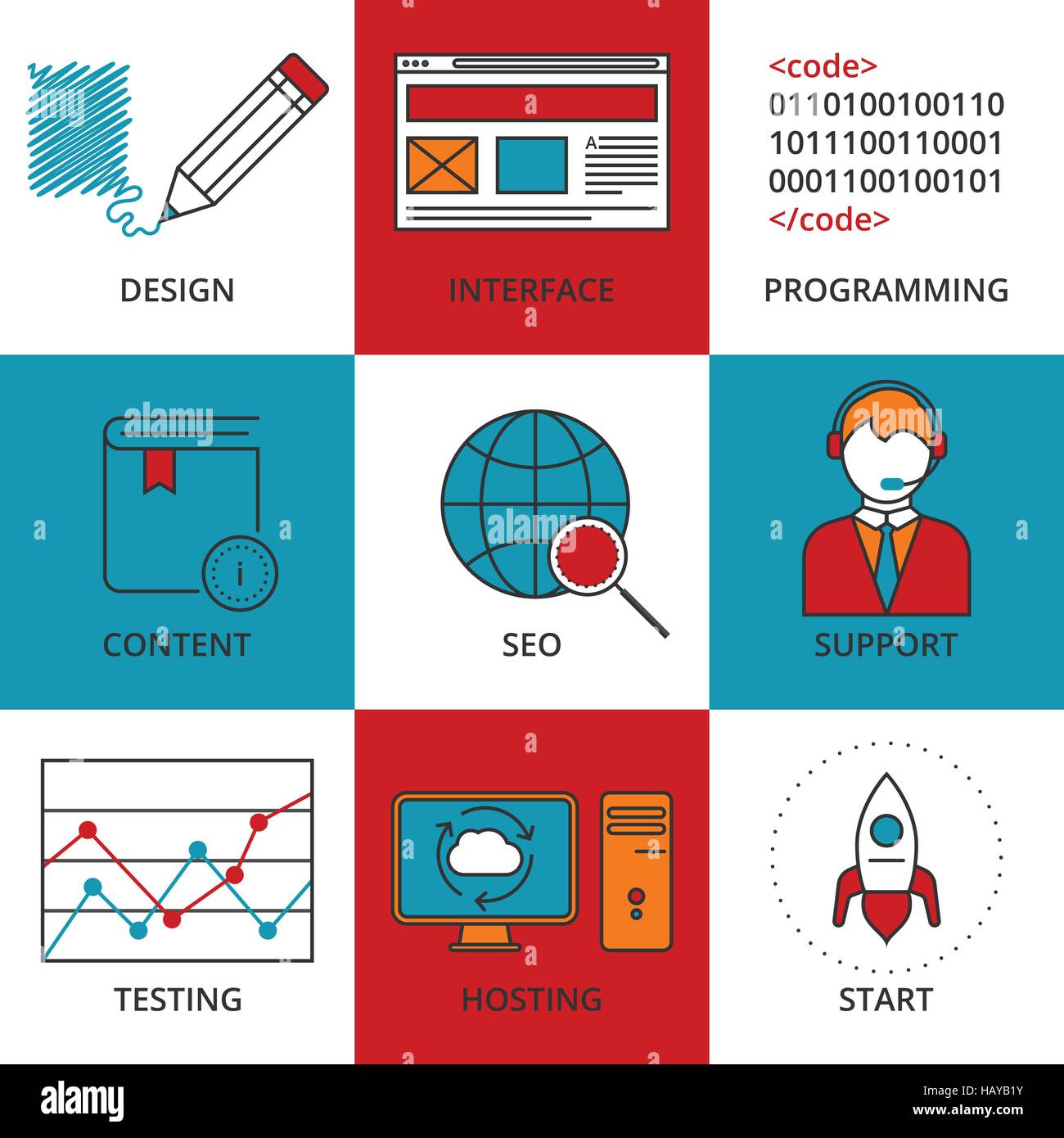 Hosting concept icon linear hi-res stock photography and images - Alamy