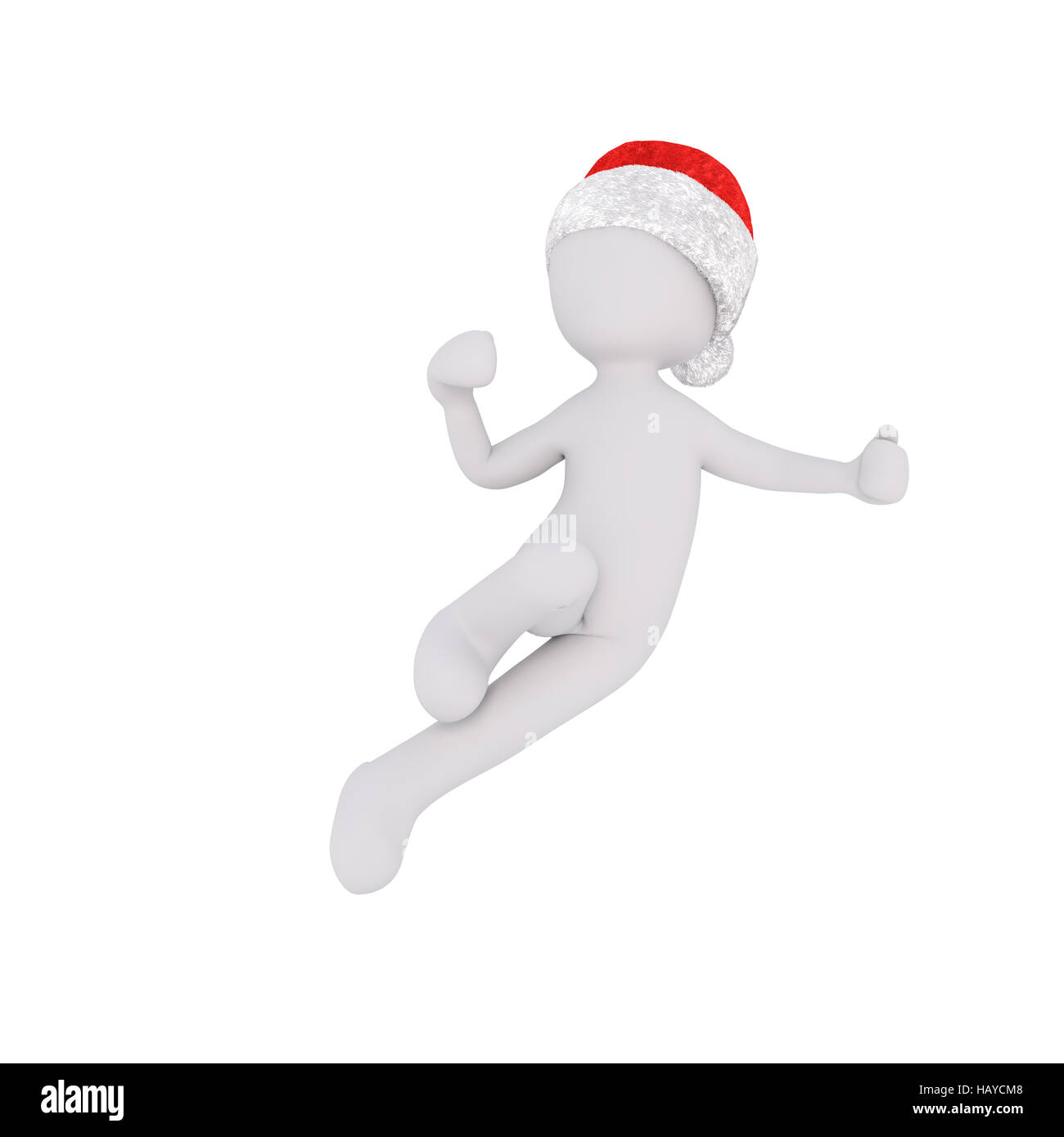 Happy little 3d man dancing at a Christmas party or celebration in a ...