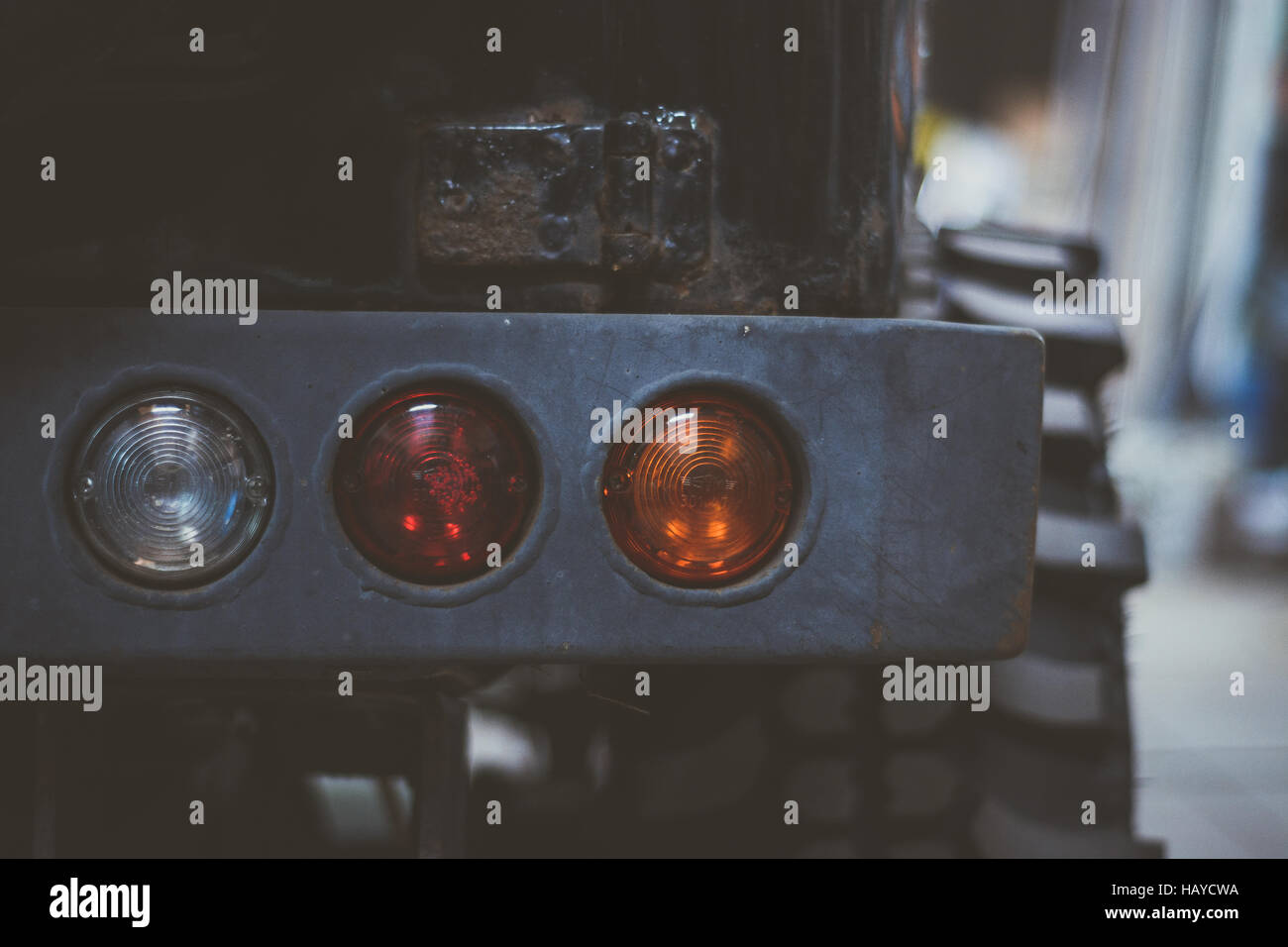 Horizontal photo of 4x4 car rusty tail light Stock Photo - Alamy