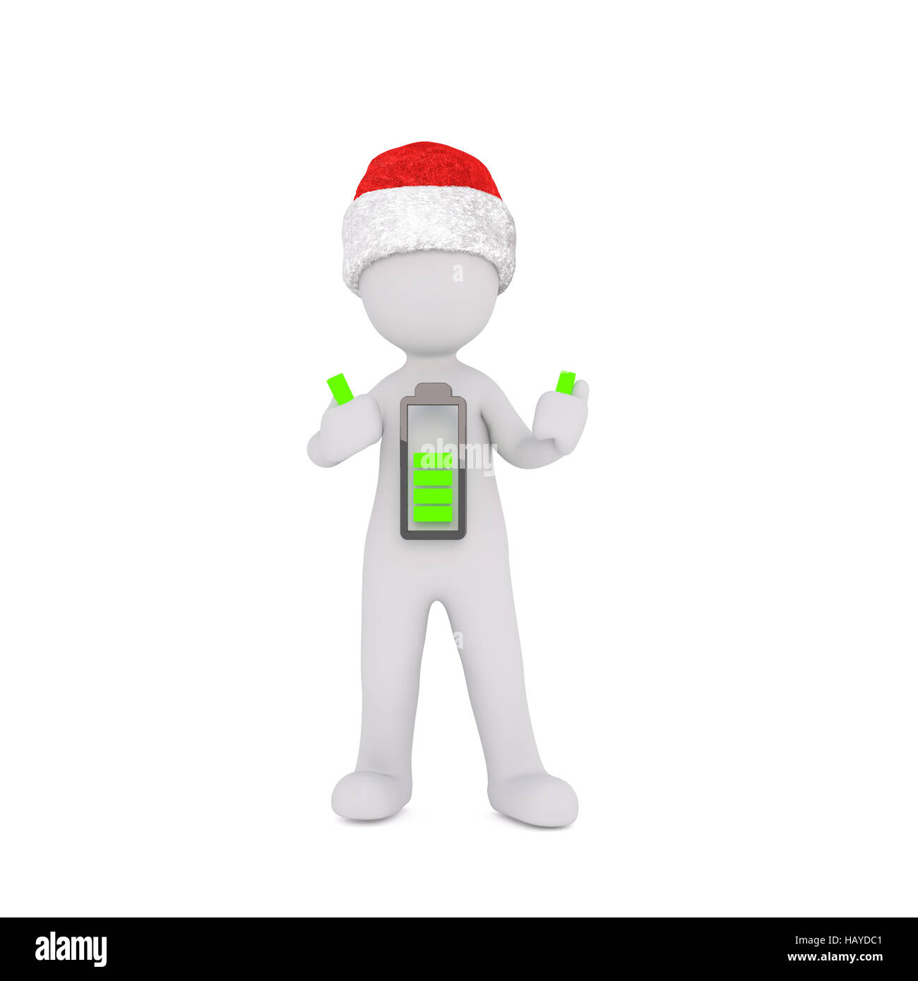 3d man with a green recharged battery icon on his chest standing ...