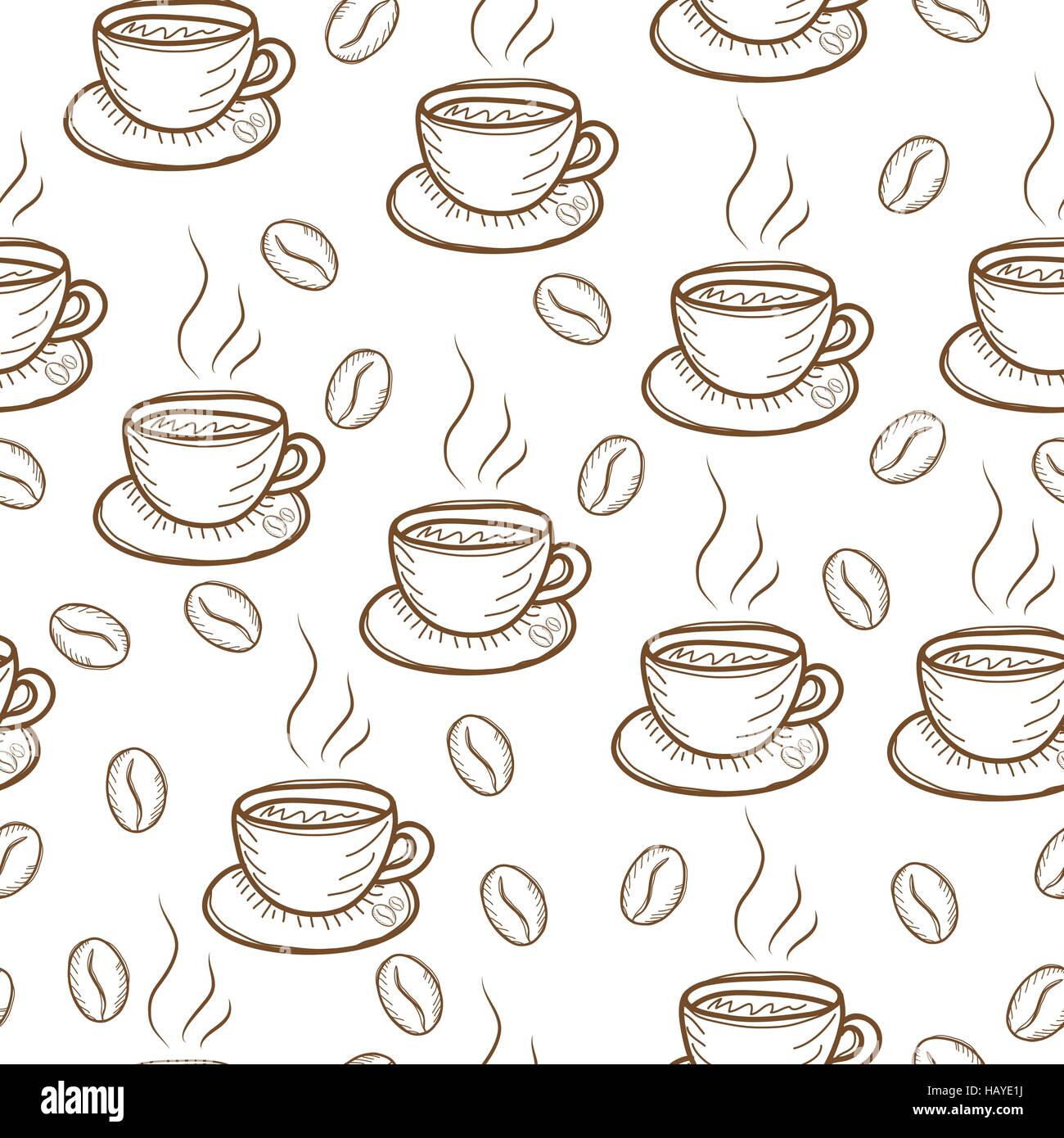 Coffee sketch hand drawing pattern vector illustration Stock Vector ...