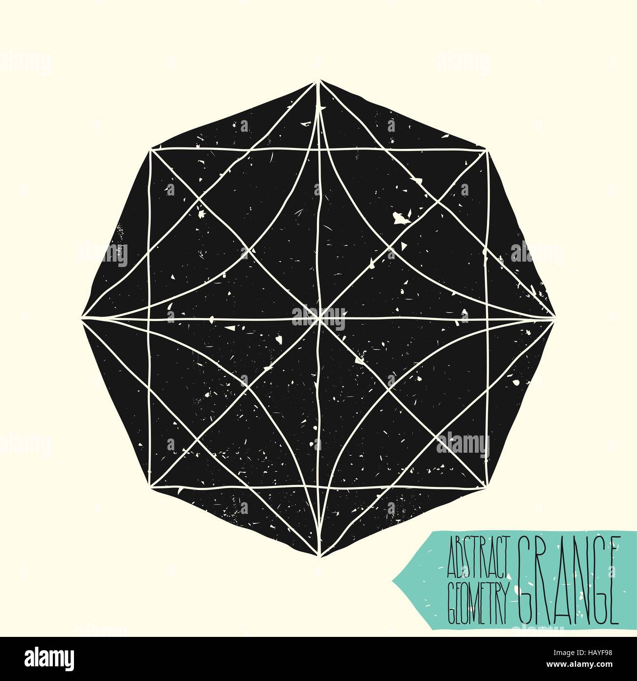 Abstract simple geometric figure with circle, polygon, handwork Stock ...