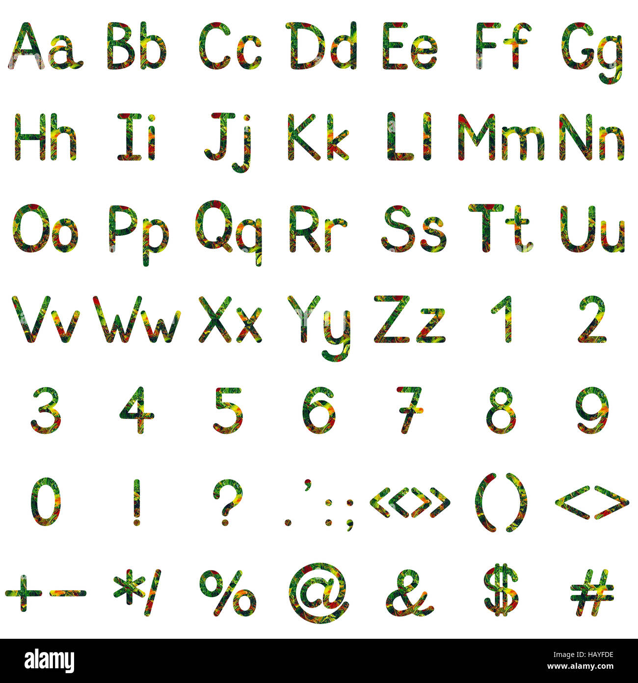 Set of letters and signs with painting Stock Photo - Alamy