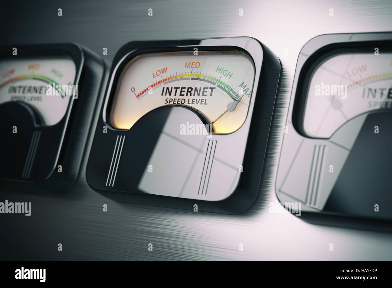 Internet speed level test concept. Maximum position. 3d illustration ...