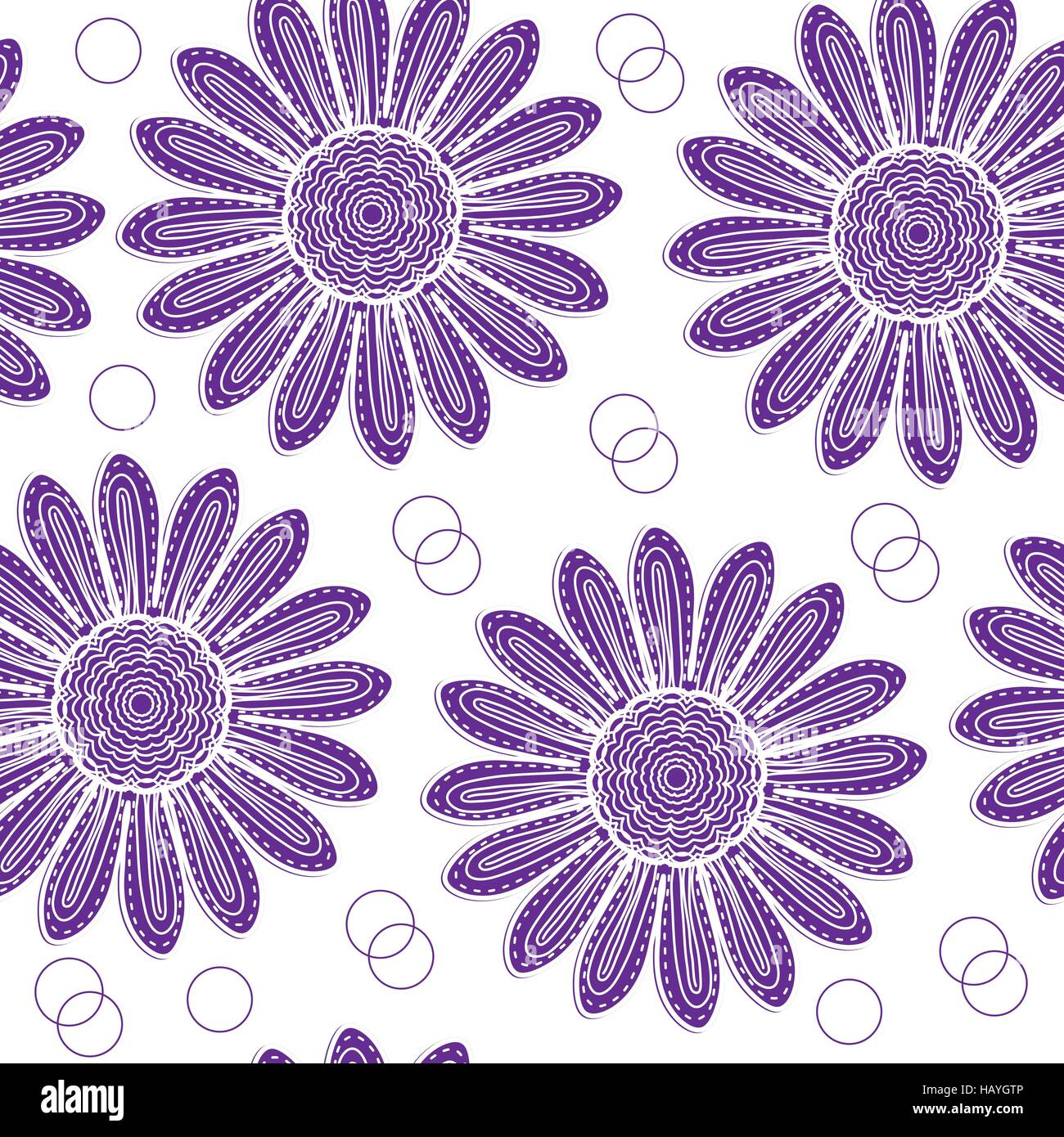 Floral seamless pattern of purple chrysanthemum hand drawing style ...