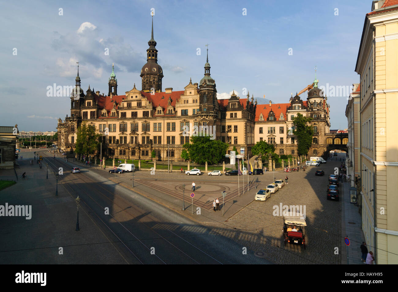 Dresden: castle with tower Hausmannturm, , Sachsen, Saxony, Germany ...