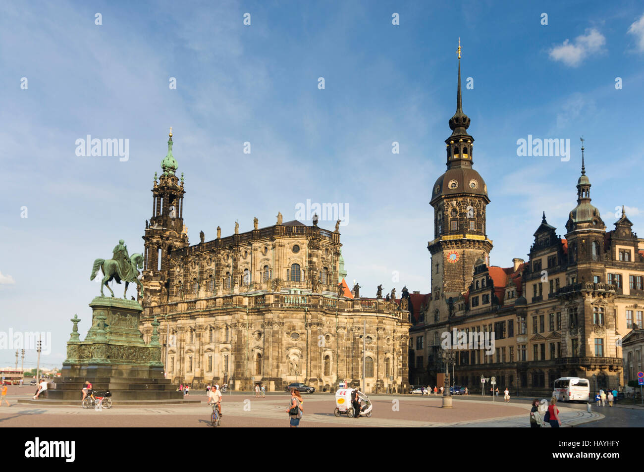 Dresden: Theater square with equestrian statue of King John, cathedral ...