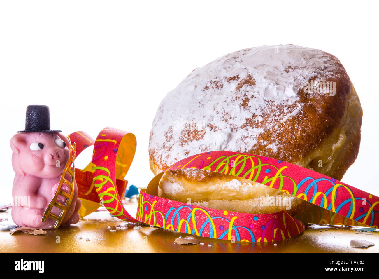 lucky pig and bavarian donut Stock Photo - Alamy