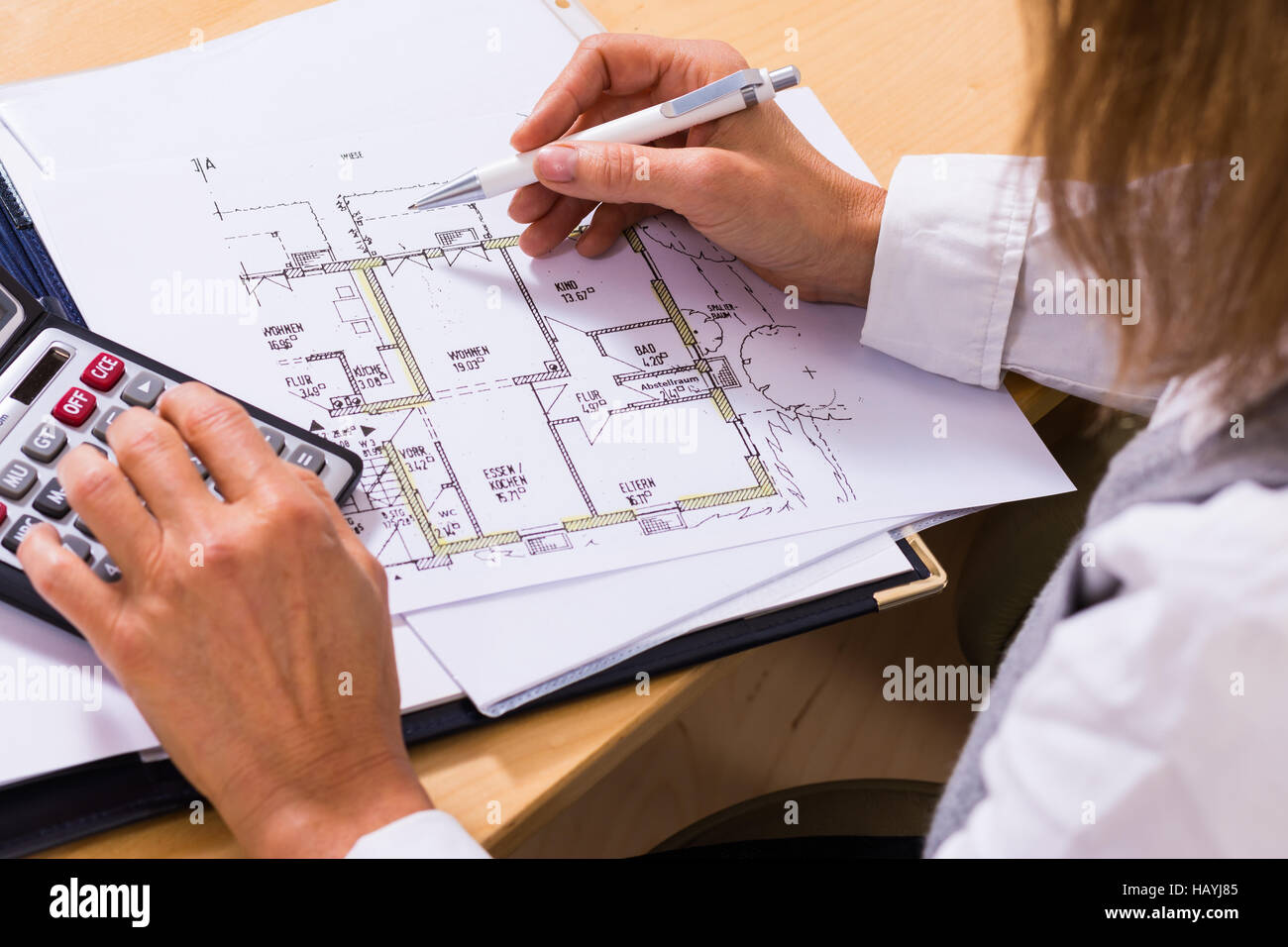 Calculating the construction plan Stock Photo - Alamy