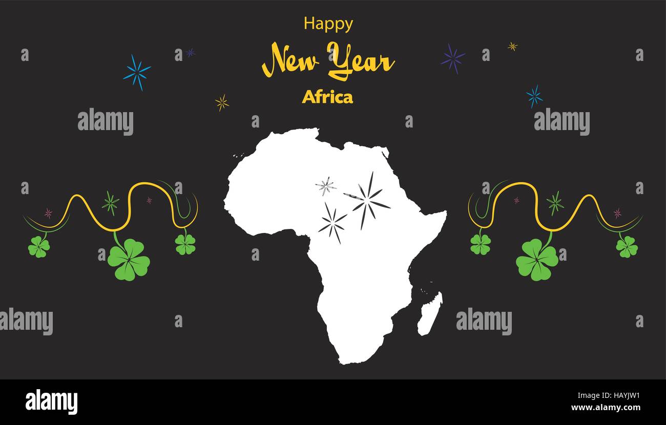Happy New Year illustration theme with map of Africa Stock Vector Image ...