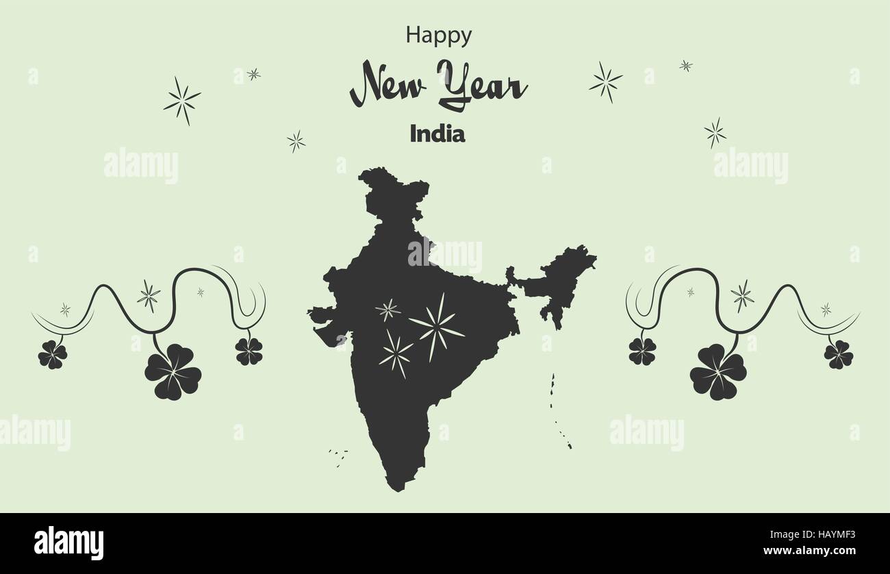 Happy New Year illustration theme with map of India Stock Vector Image ...
