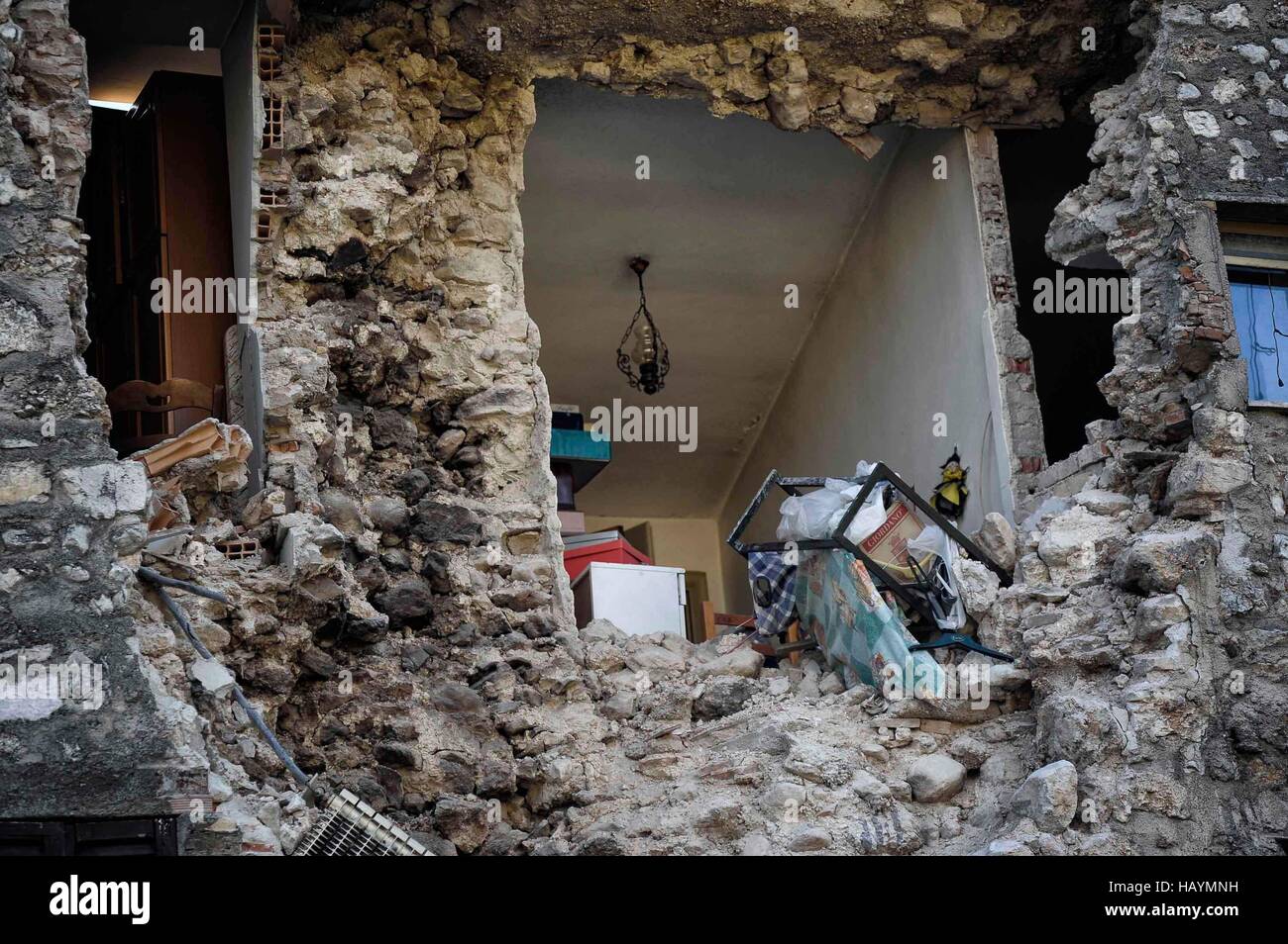 Aftermath of Italian earthquake in Norcia, Italy, following a 6.6 ...